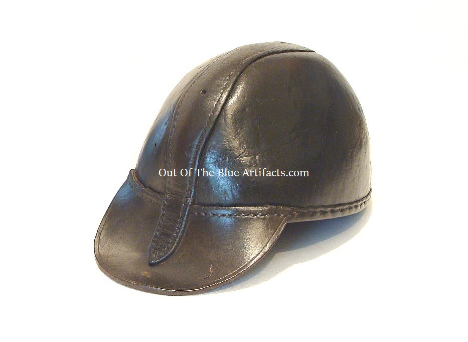 A vintage Thick Leather UK Miners Skull Cap – Out Of The Blue Artifacts