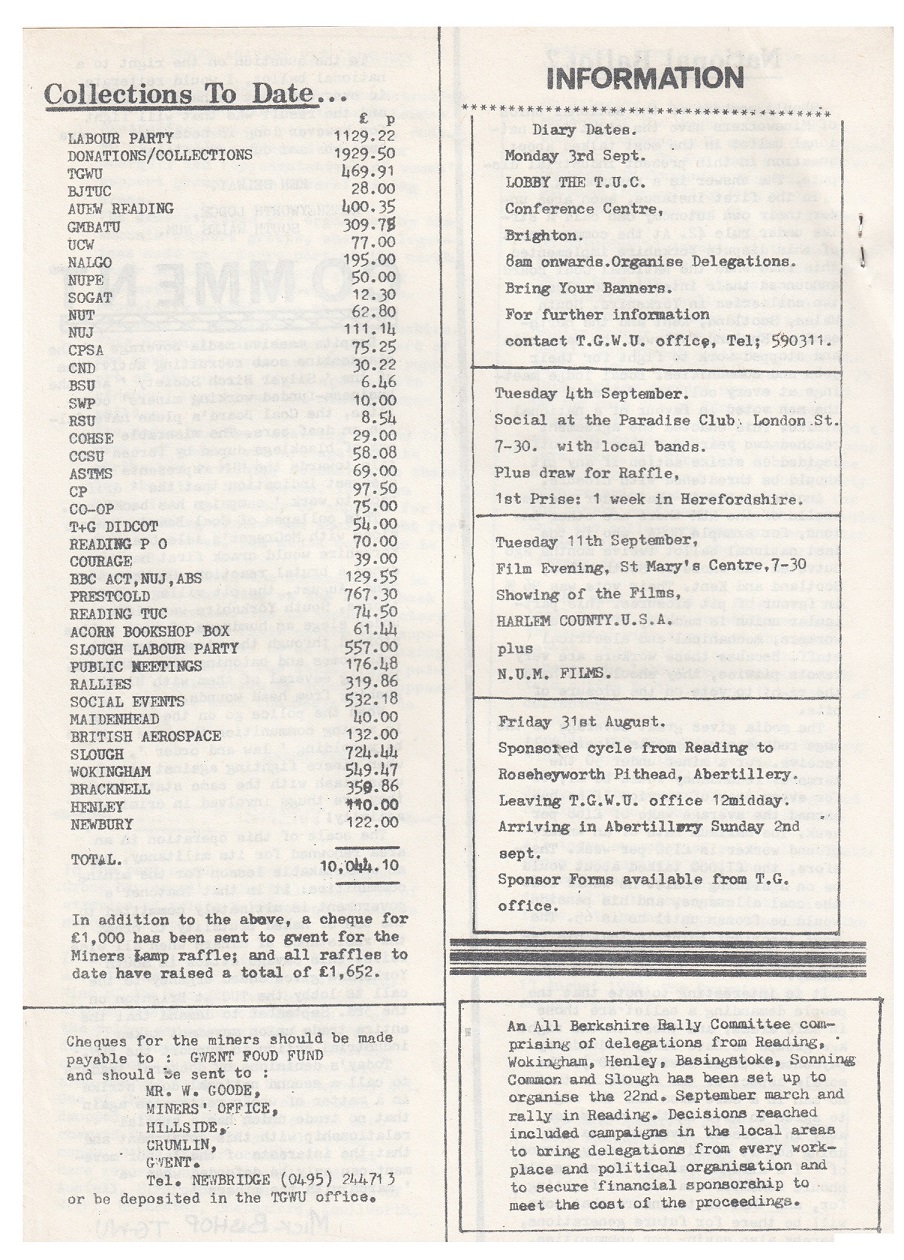 Reading Miners Support Group Newsletter – Out Of The Blue Artifacts