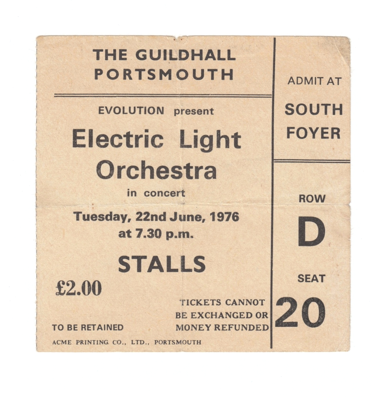 The Electric Light Orchestra – Face The Music Tour 1975-76 – Out Of The ...